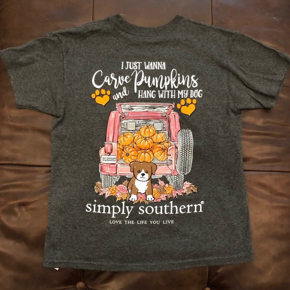Simply Southern | Shirts & Tops | Simply Southern Girls Pumpkin Dog ...